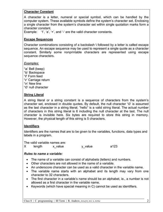 C programming | Class 8 | III Term | PDF | Programming Languages ...