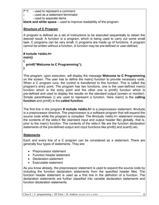 C programming | Class 8 | III Term | PDF