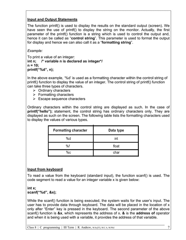 C programming | Class 8 | III Term | PDF | Programming Languages ...