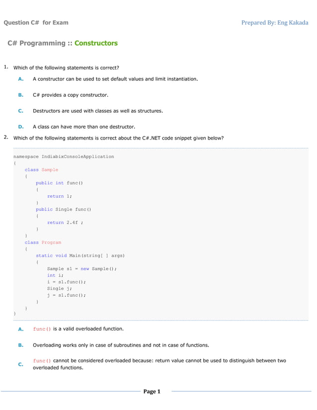 C# programming constructors | PDF