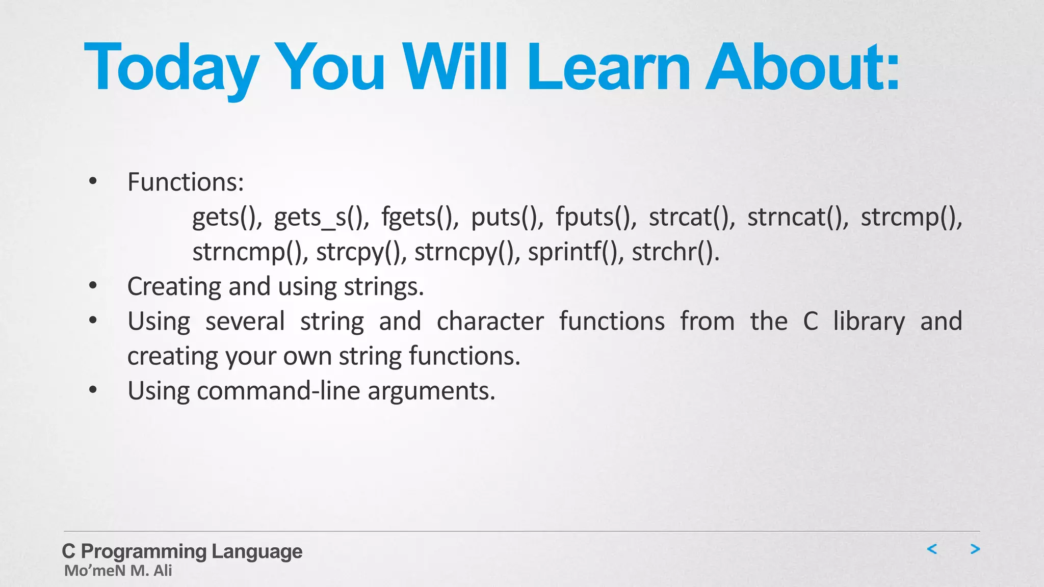 C Programming And Data Structure Character Strings And String Functions Ppt