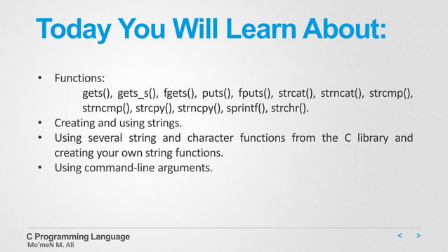 C Programming And Data Structure Character Strings And String Functions Ppt 3938