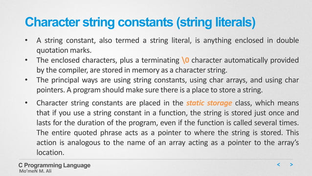 C Programming And Data Structure Character Strings And String Functions Ppt 8767
