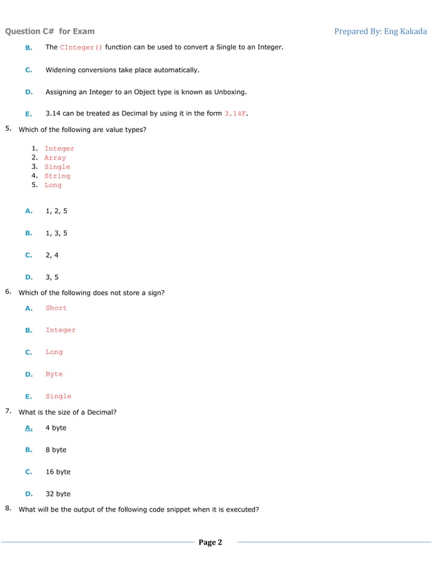 C# programming datatypes | PDF