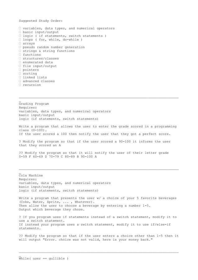 C++ programming exercise | PDF