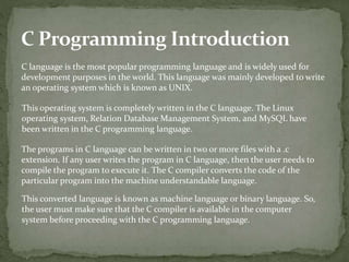 C programming introduction | PPT