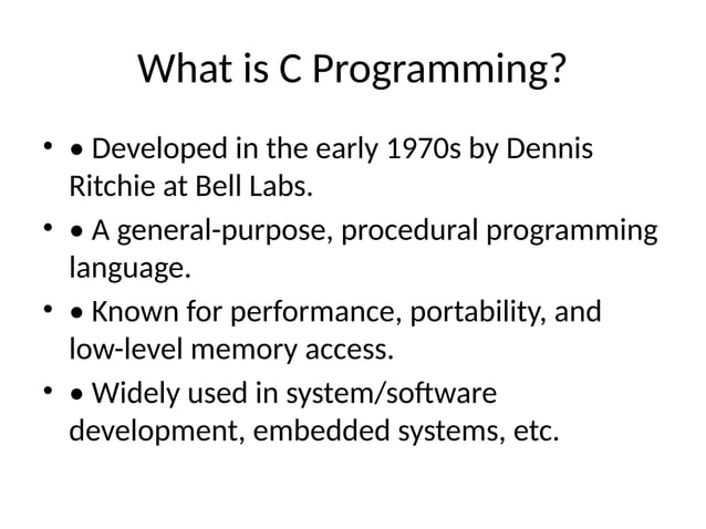 Introduction to programming C language for | PPT