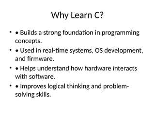 Introduction to programming C language for | PPT