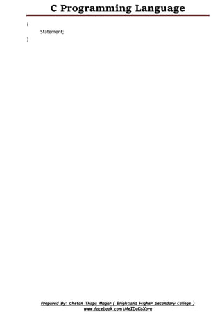 C programming language Reference Note | PDF