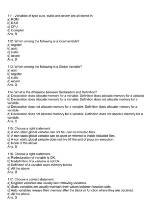 C Language MCQ Programming Theory Questions | PDF | Programming ...