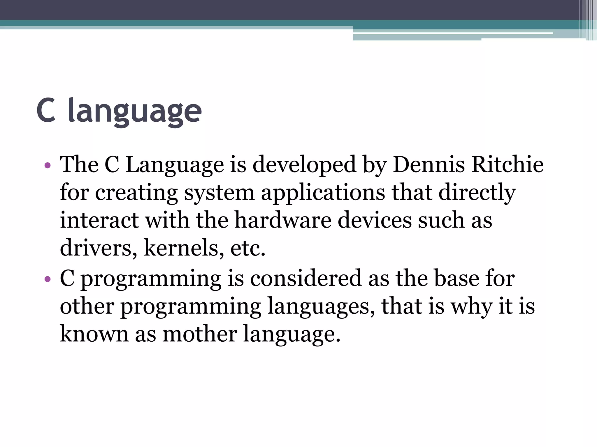 C Programming Language Tutorial Ppt