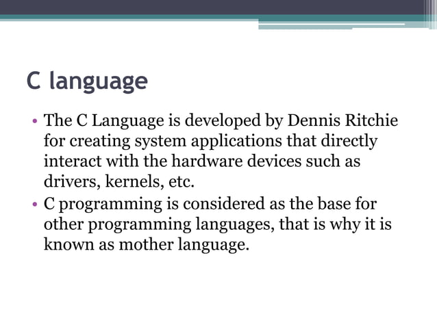 C Programming Language Tutorial Ppt