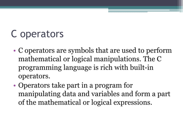 C Programming Language Tutorial Pptx Programming Languages Computing
