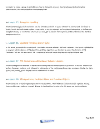 C++ programming language video content | PDF | Web Development | Internet