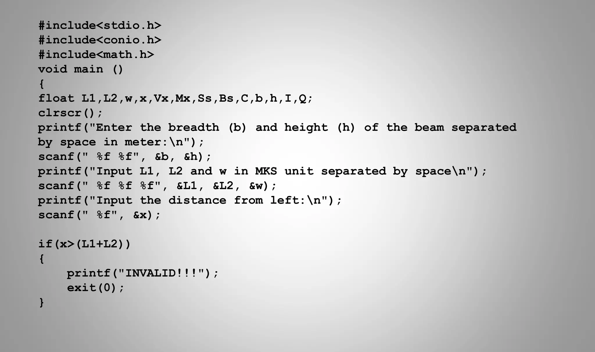 C programming on the determination of shear force, bending moment ...