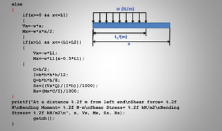 C programming on the determination of shear force, bending moment ...