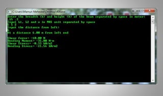 C programming on the determination of shear force, bending moment ...