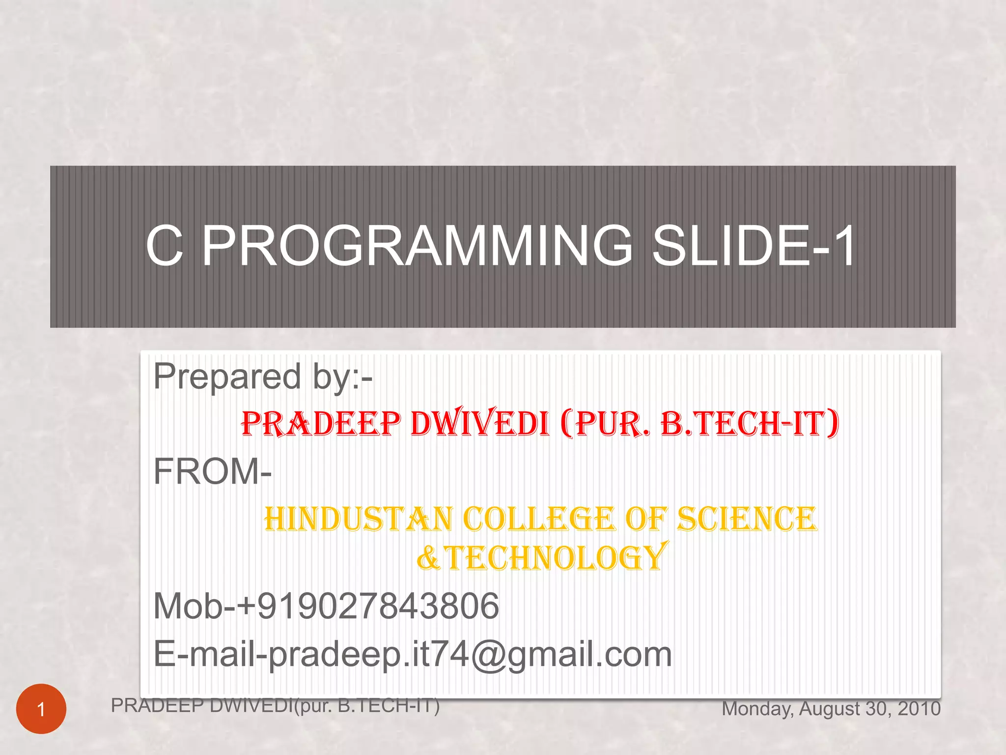 C Programming Slide C01 Ppt 