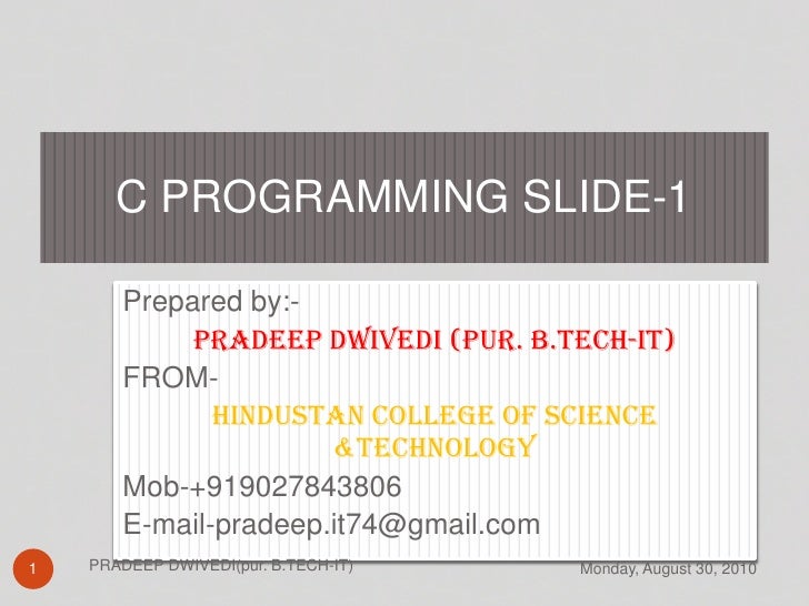 C Programming Slide C01 
