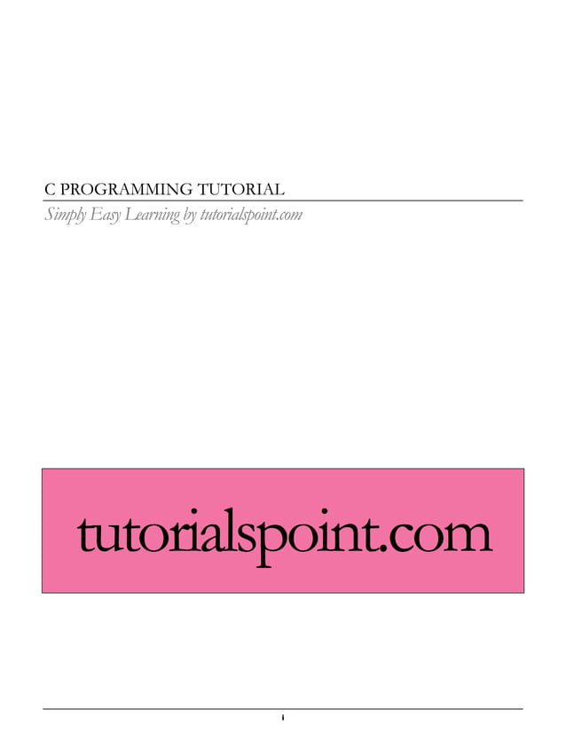 C programming tutorial | PDF C programming tutorial | PDF