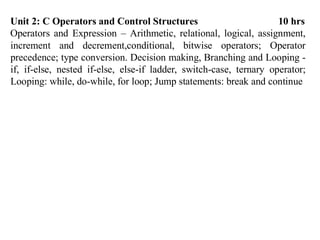 Comprehensive Guide to C Operators and Control Structures in ...