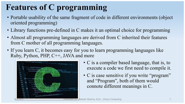 Presentation on C programming language | PPT