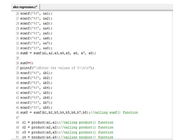 C program to calculate regression analysis | PPT