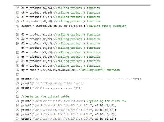 C program to calculate regression analysis | PPT