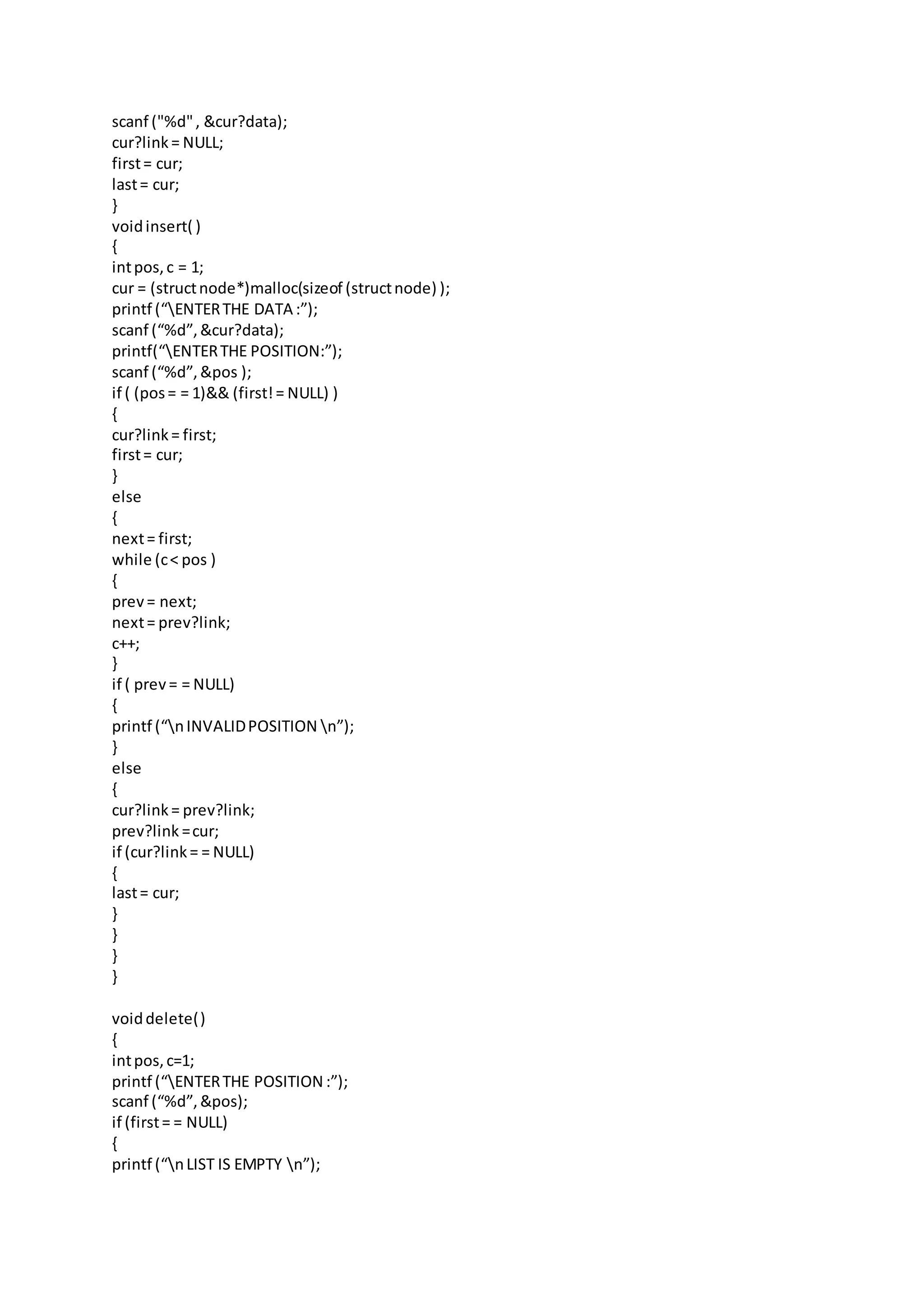 C Program To Implement Linked List Using Array Abstract Data Type Pdf
