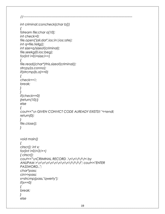 Computer Science Investigatory Project class 12th | DOC | Crime ...