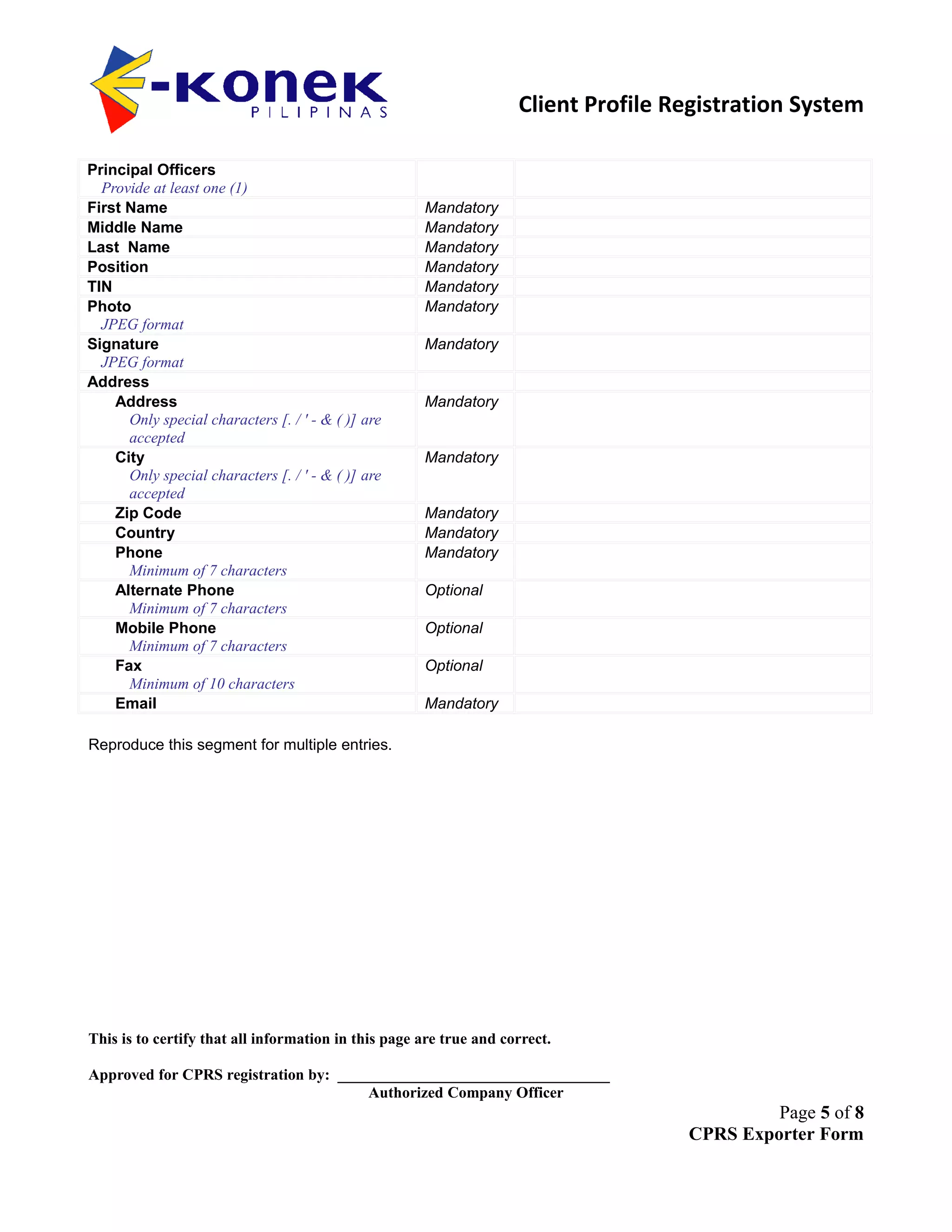 CPRS for Exports | DOC