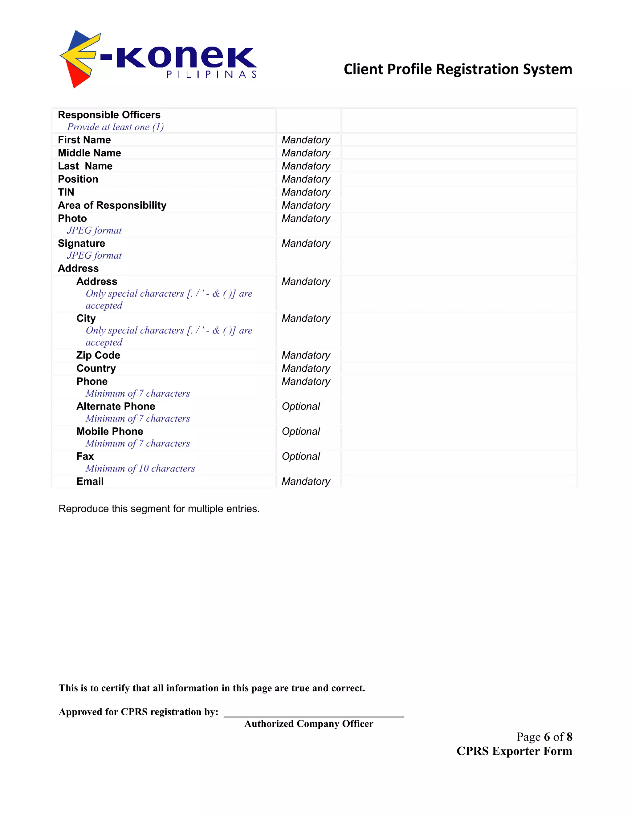 CPRS for Exports | DOC