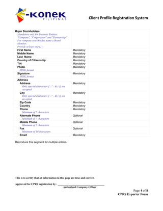 CPRS for Exports | DOC