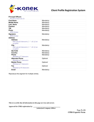 CPRS for Exports | DOC