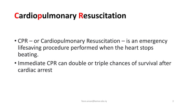 CPR 2020 GUIDELINE BY YOSRA RAZIANI | PDF | First Aid | Injuries