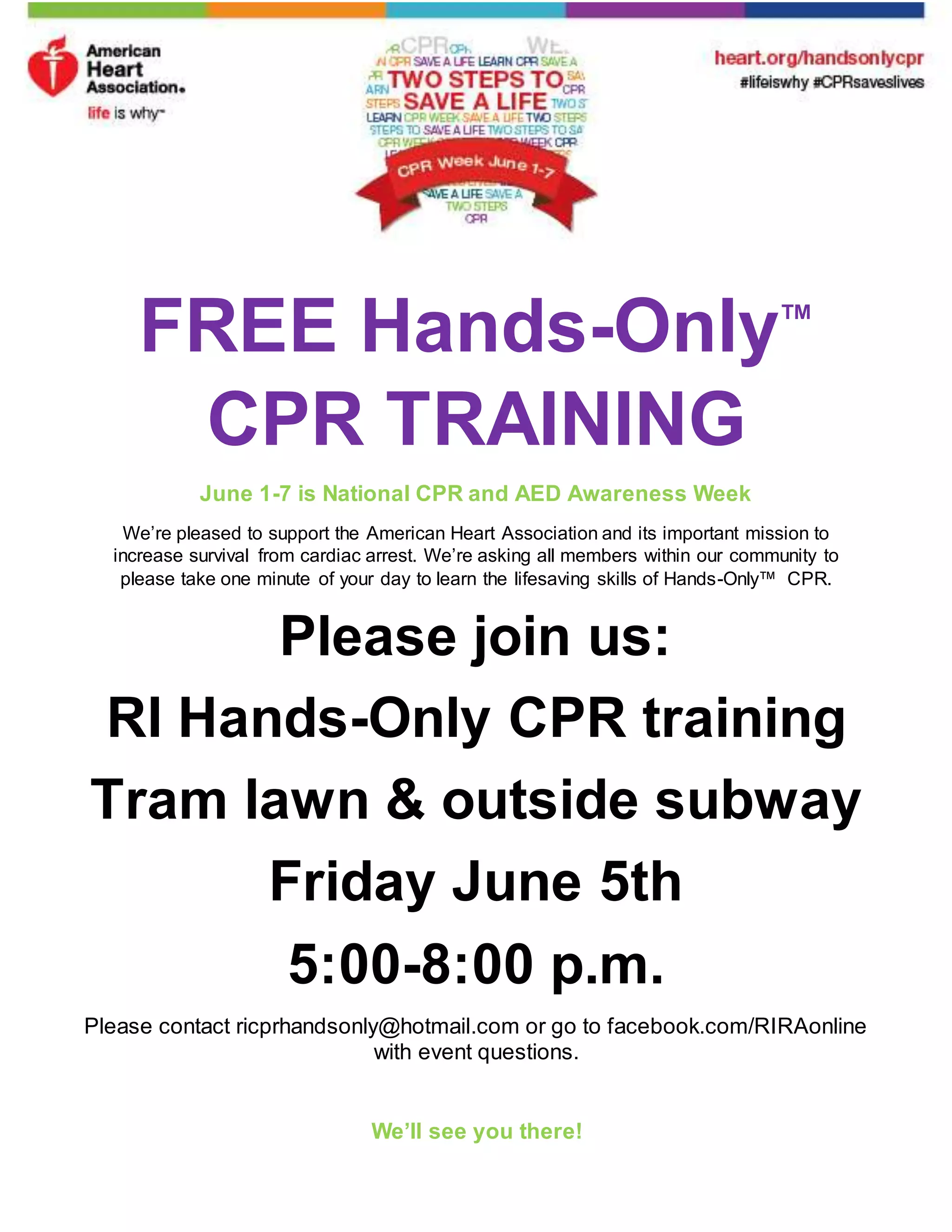 Hands-Only CPR training AHA sheet | PDF