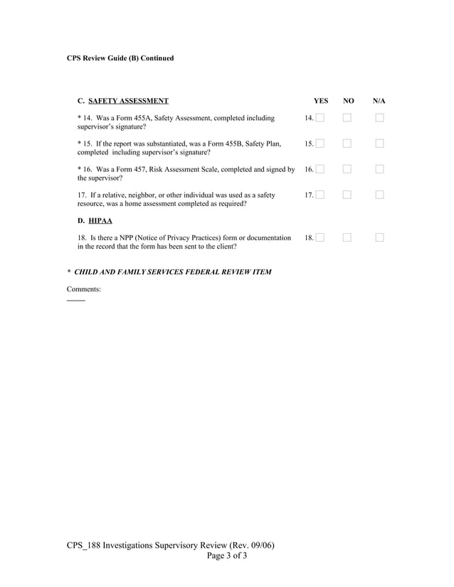 Cps 188 cps investigation supervisory case review guide | PDF