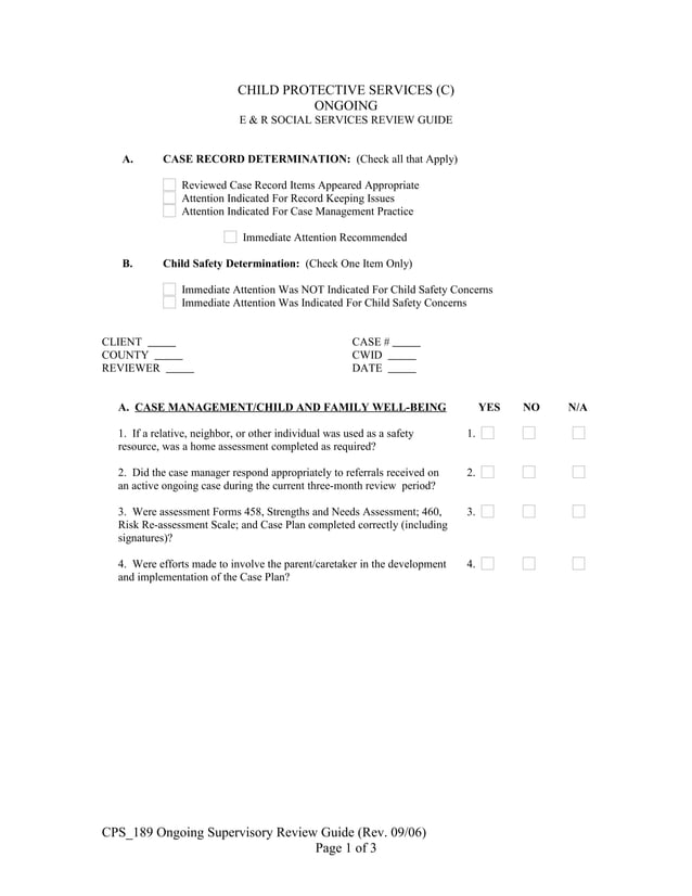 Cps 189 cps ongoing supervisory case review guide | DOC
