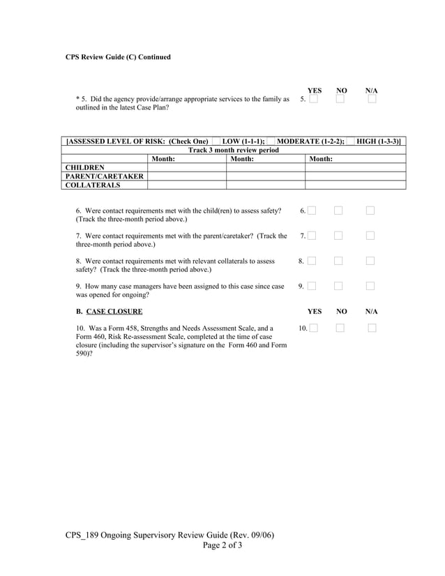Cps 189 cps ongoing supervisory case review guide | DOC