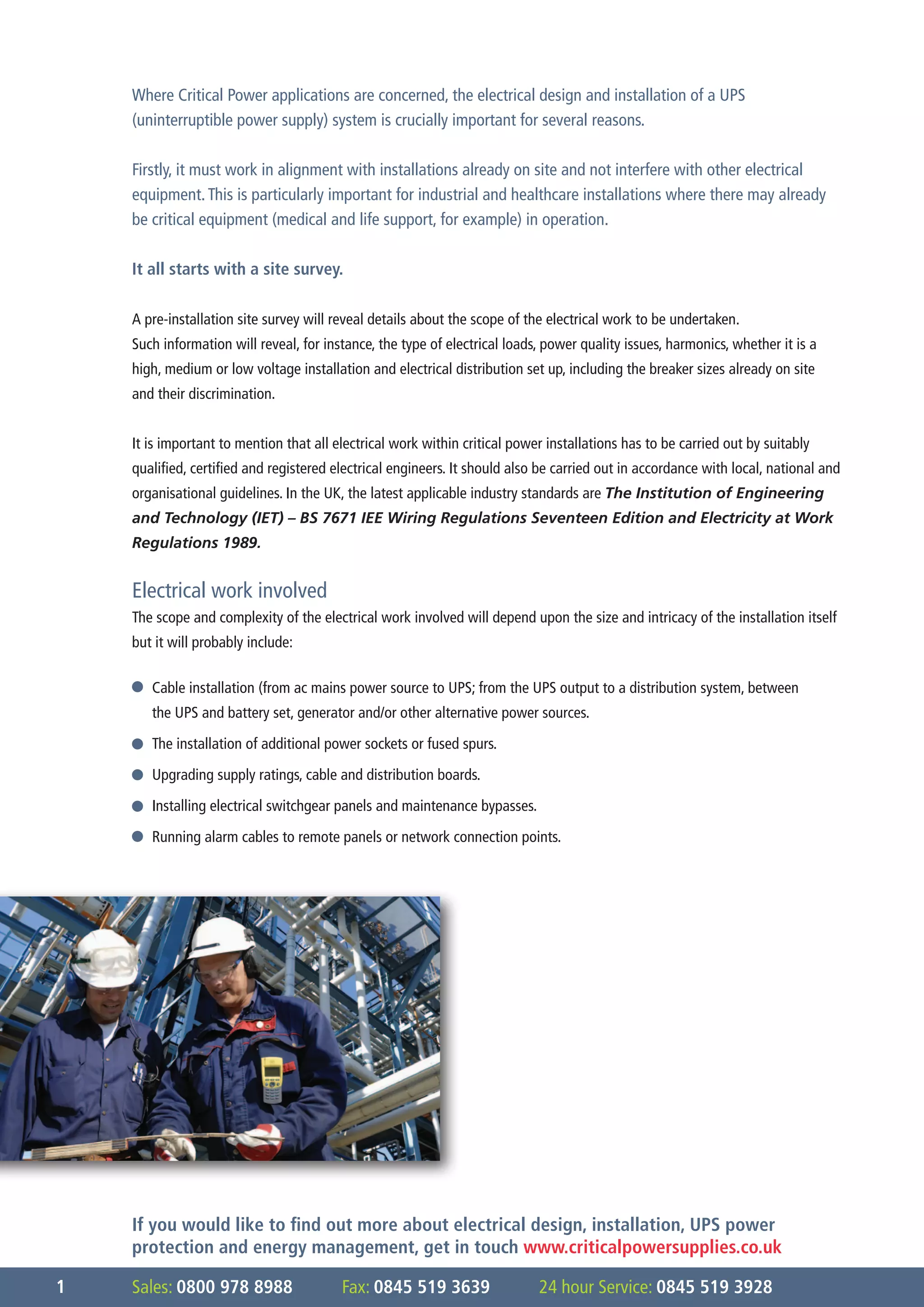 UPS Electrical Design and Installation | PDF