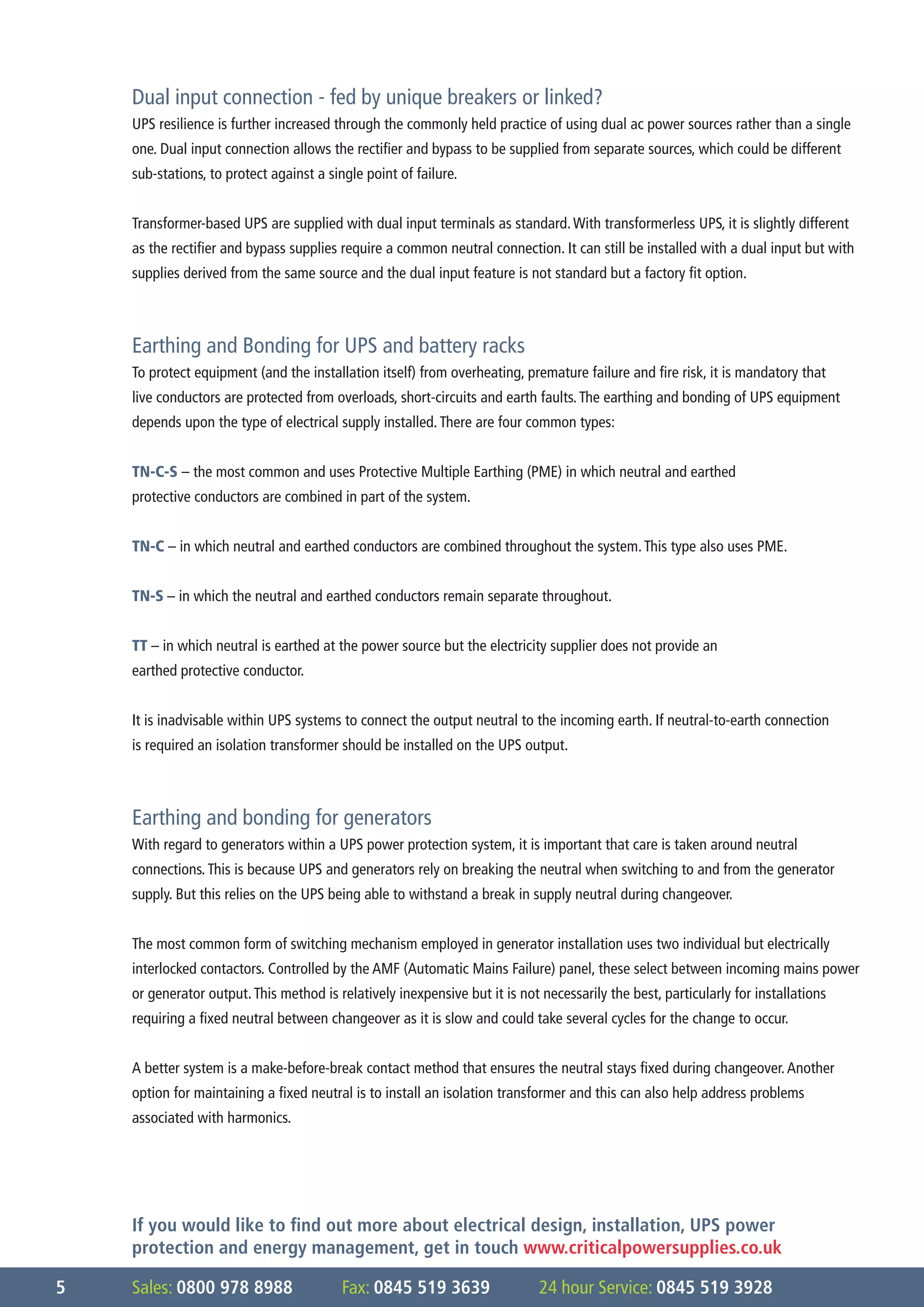 UPS Electrical Design and Installation | PDF