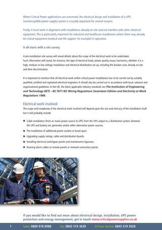 UPS Electrical Design and Installation | PDF