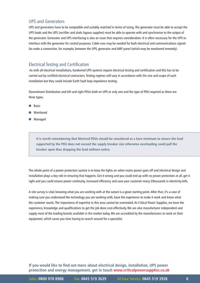 UPS Electrical Design and Installation | PDF | Gas and Electric | Home ...