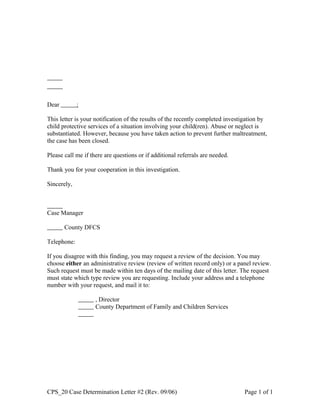 Cps 20 case determination letter #2 | PDF