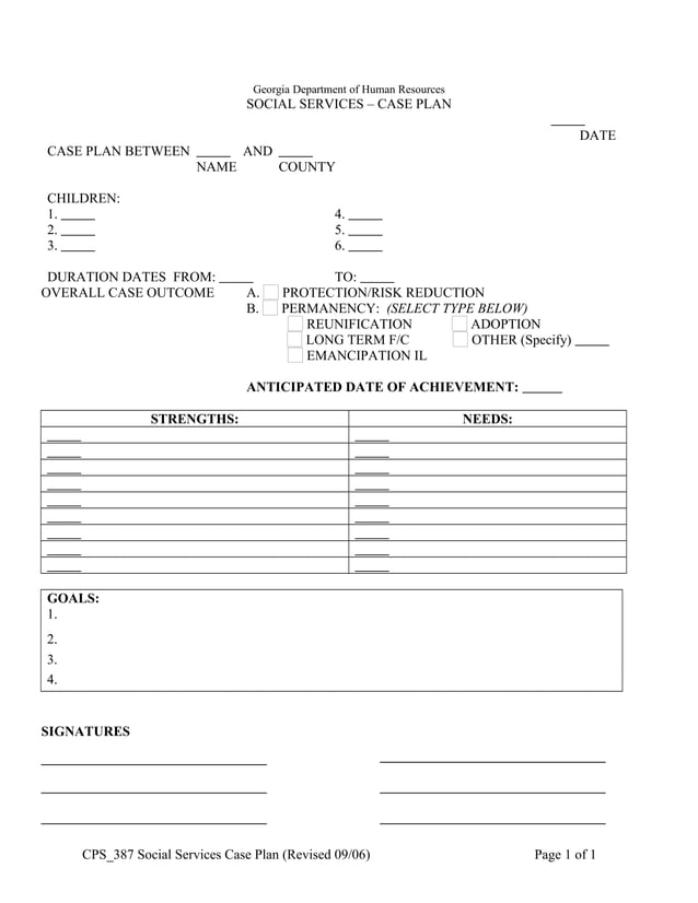 Cps 387 case plan | PDF