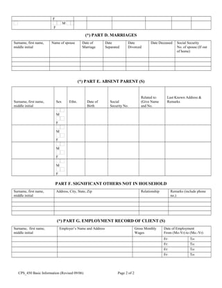 Cps 450 basic information worksheet | PDF