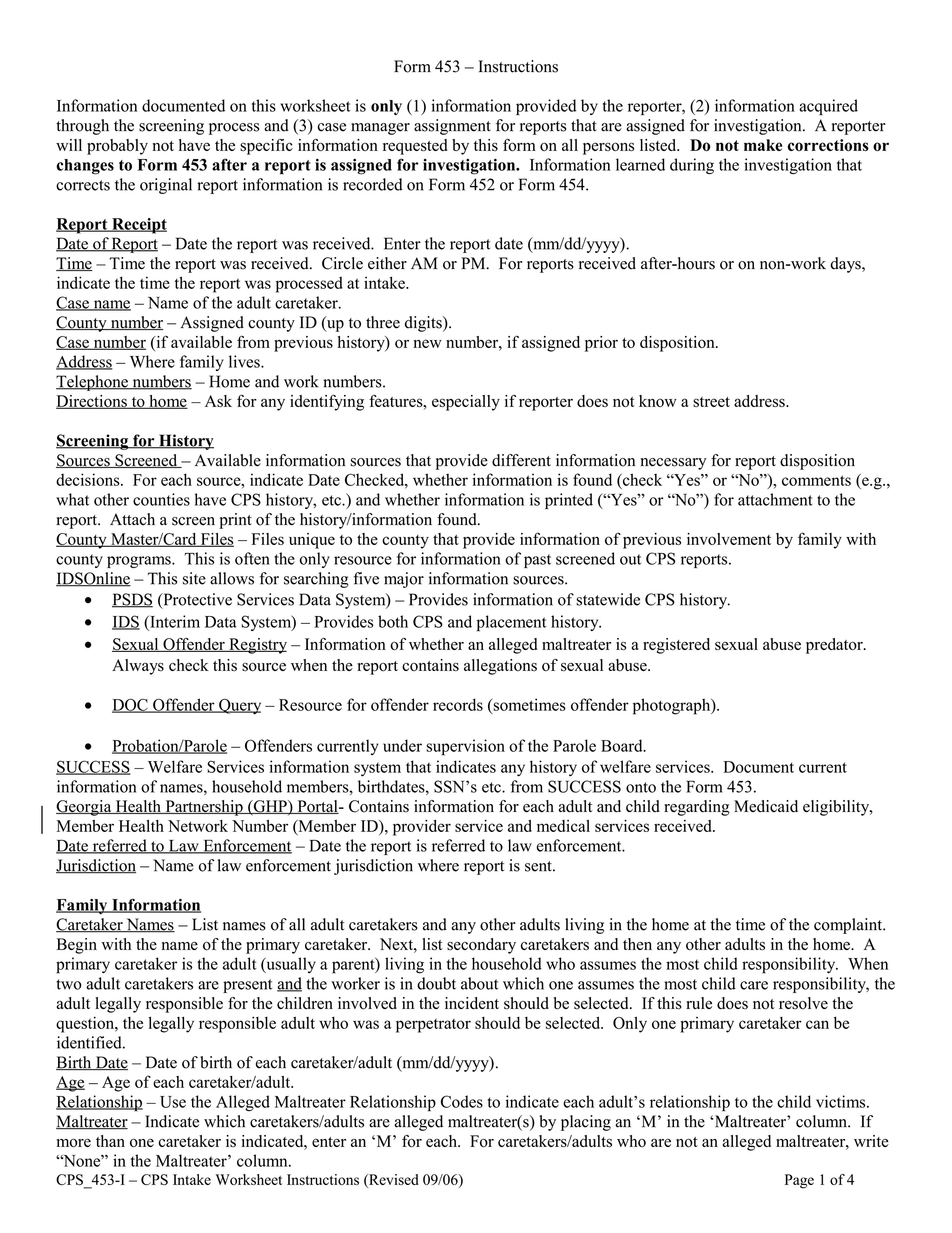 Cps 453 i cps intake referral instructions | PDF