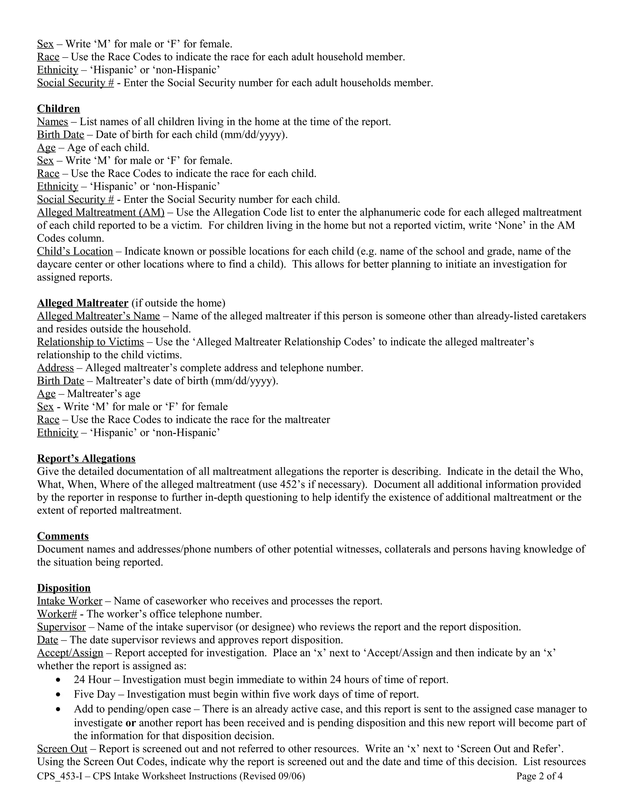 Cps 453 i cps intake referral instructions | PDF