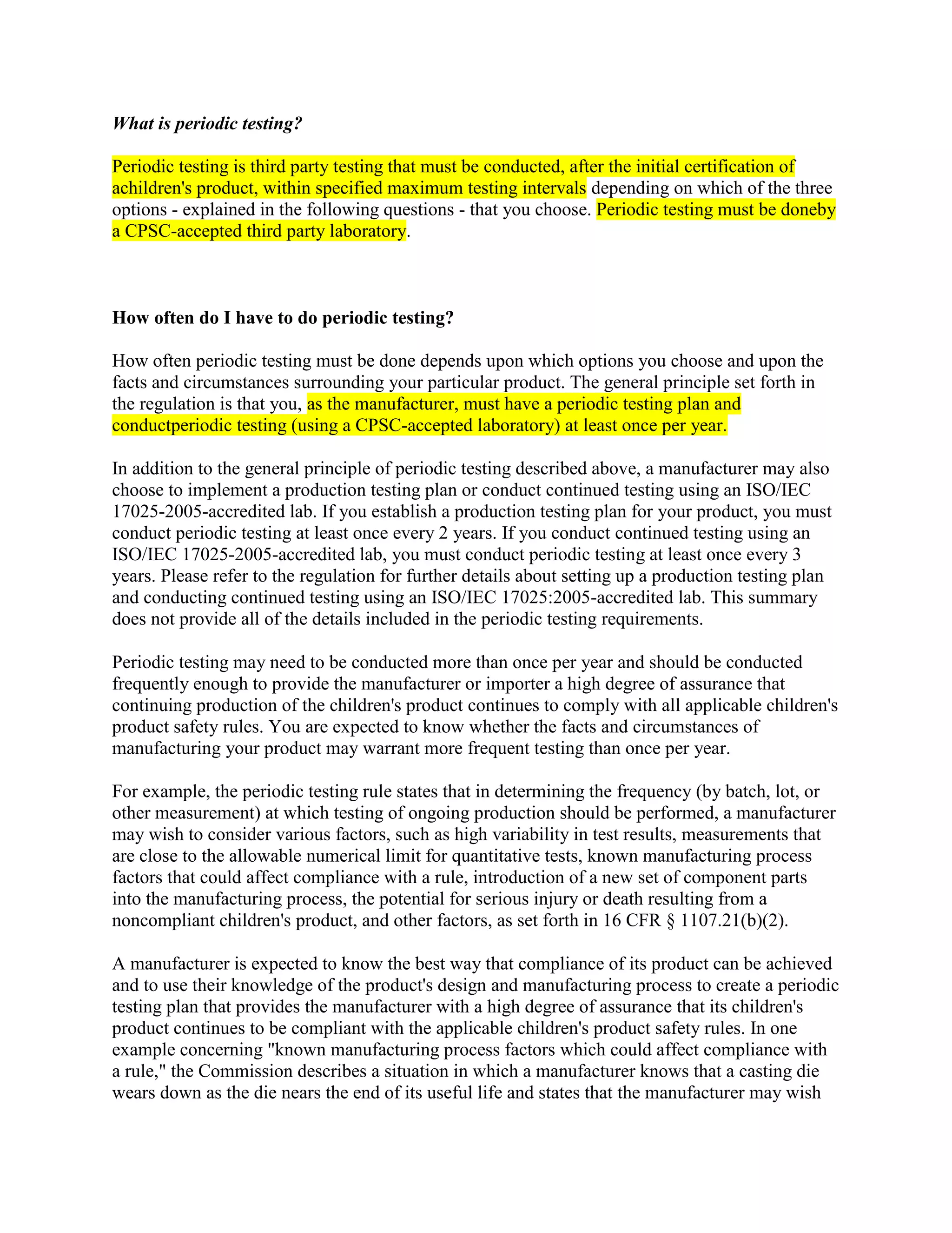 Cpsc periodic testing | PDF