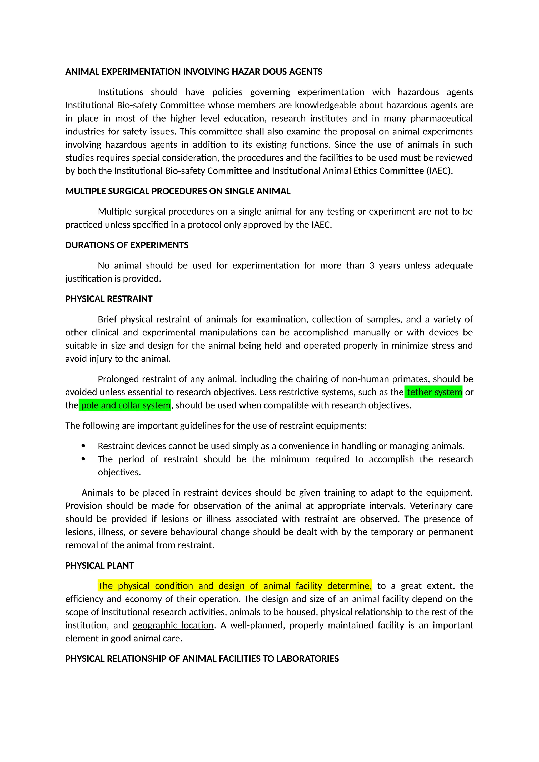 CPSEA GUIDELINES FOR LABORATORY ANIMAL FACILITY MOdule IV.docx